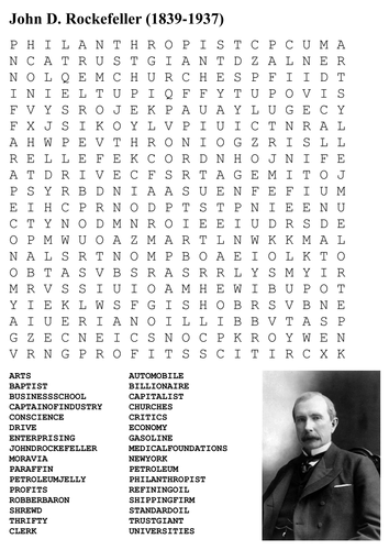 John D. Rockefeller Word Search | Teaching Resources