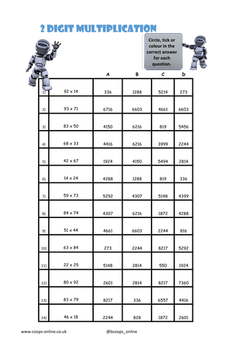 10 Number Multiple Choice Sheets | Teaching Resources