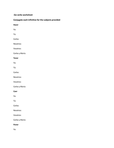 Go verbs worksheet | Teaching Resources