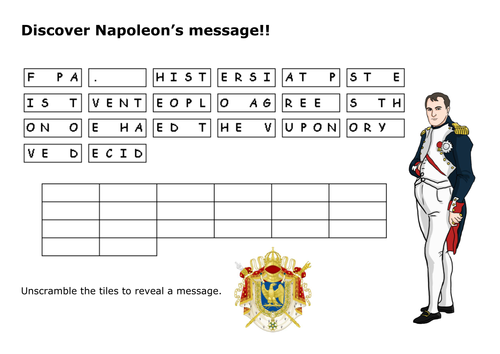 Napoleon Bonaparte Puzzle Message | Teaching Resources