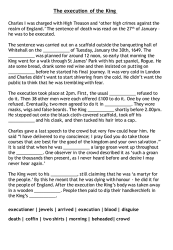King Charles Execution Worksheet | Teaching Resources King Charles Execution Worksheet | Teaching Resources