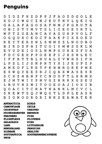 Penguins Word Search | Teaching Resources