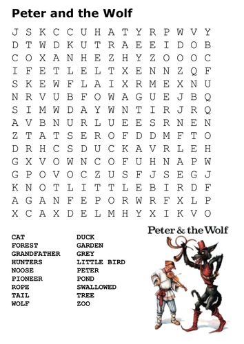 Peter and the Wolf Word Search | Teaching Resources