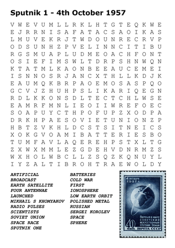 Sputnik One - Space Race Word Search | Teaching Resources