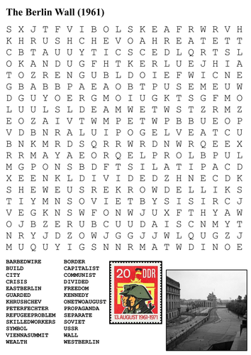 The Berlin Wall - Cold War Word Search | Teaching Resources
