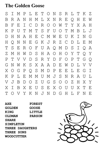 The Golden Goose Word Search and Color | Teaching Resources