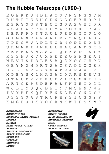 The Hubble Space Telescope Word Search | Teaching Resources