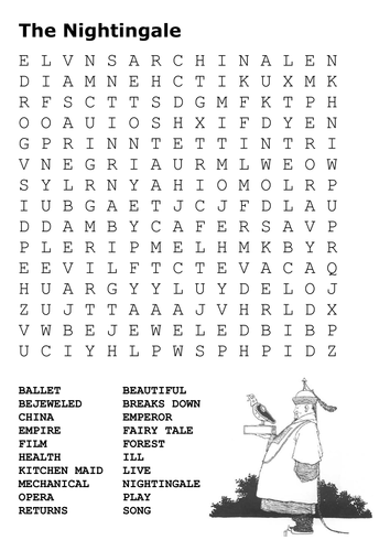 The Nightingale Fairy Tale Word Search | Teaching Resources