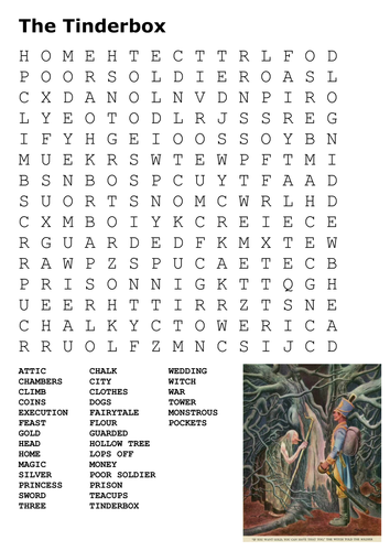The Tinderbox Fairy Tale Word Search | Teaching Resources