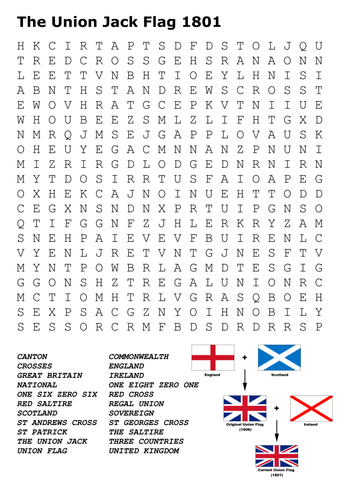 The Union Jack Flag Word Search | Teaching Resources