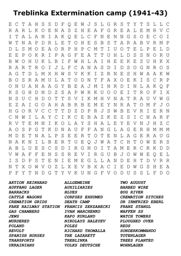 Treblinka - The Holocaust Word Search | Teaching Resources