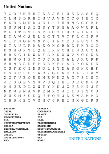 United Nations Word Search by sfy773 - Teaching Resources - Tes