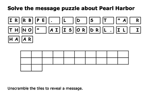 Solve the message puzzle about Pearl Harbor | Teaching Resources