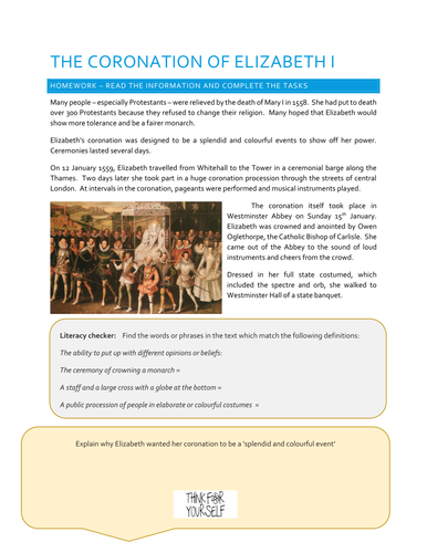 KS1 Coronation of Queen Elizabeth by J.M.Powell - Teaching Resources - TES
