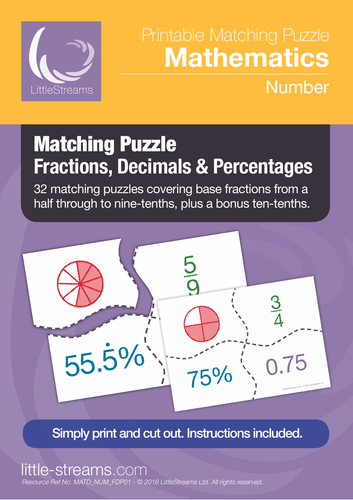 Fractions, decimals, percentages matching activity by Tristanjones ...