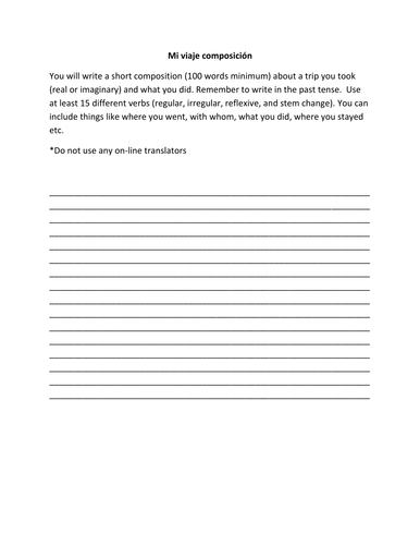 Mi viaje composition | Teaching Resources