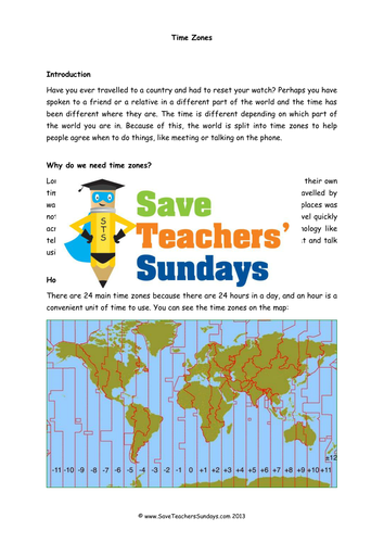 Time Zones KS2 Lesson Plan, Information Text and Question & Answer ...