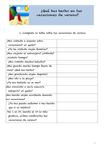 Vacaciones de verano | Teaching Resources