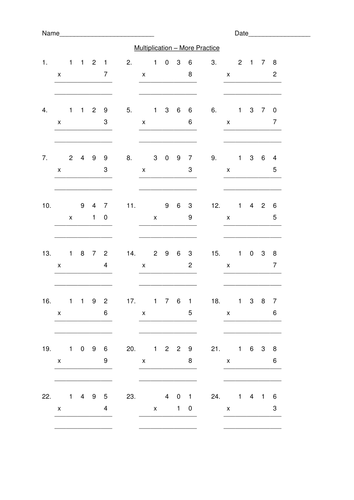 Multiplication - More Practice | Teaching Resources