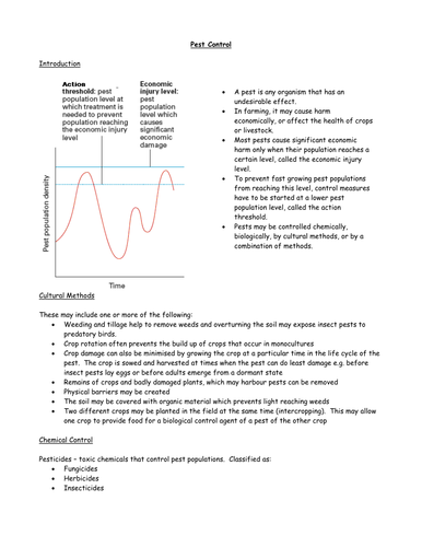 Pest control revision sheet | Teaching Resources