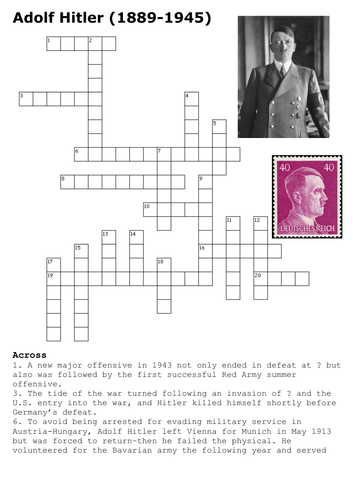 Adolf Hitler Crossword | Teaching Resources