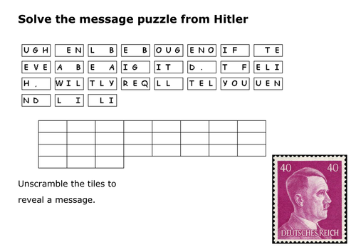 Solve the message puzzle from Hitler | Teaching Resources