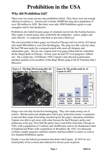 Why did Prohibition fail? Worksheet | Teaching Resources Why did Prohibition fail? Worksheet | Teaching Resources