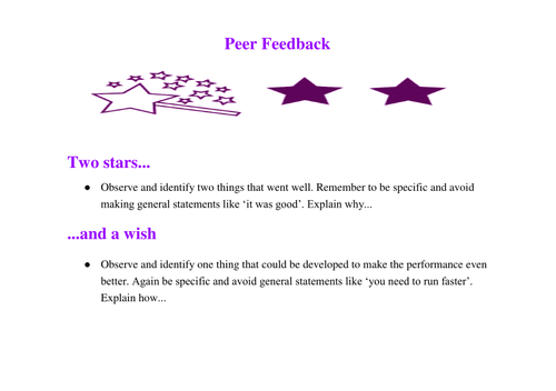 KS3 PE Peer feedback card | Teaching Resources