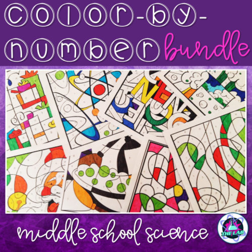Middle School Science Color-by-Number Growing Bundle | Teaching Resources
