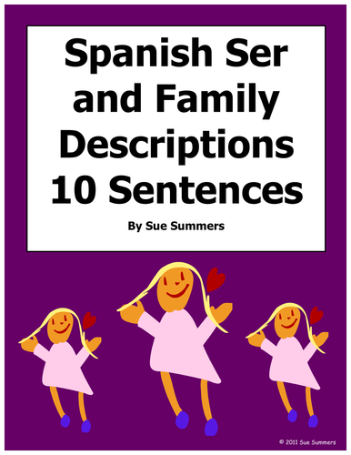 Spanish Adjectives 10 Sentences With Family and Ser Worksheet ...