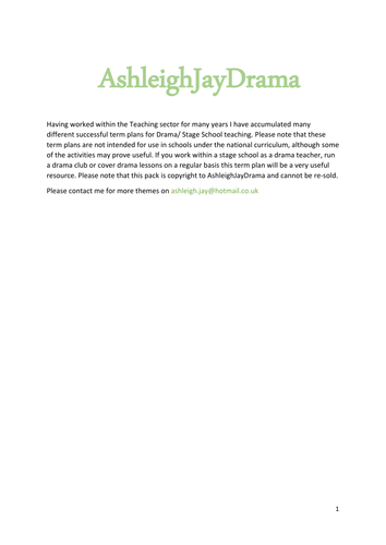 12 Week Drama Term Plan- MIME | Teaching Resources
