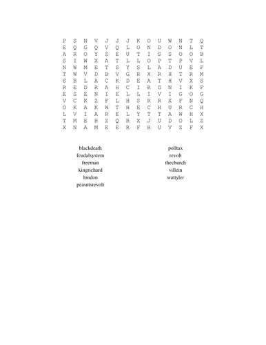 word search peasant's revolt | Teaching Resources