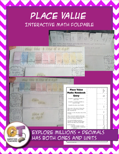 Place Value and value of a digit interactive notebook math foldable ...