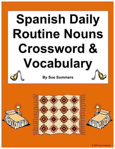 Spanish Daily Routine Crossword Images Word List - Substitute Lesson ...