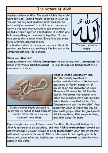 The Nature of Allah - Edexcel GCSE Religious Studies B - Area of Study ...