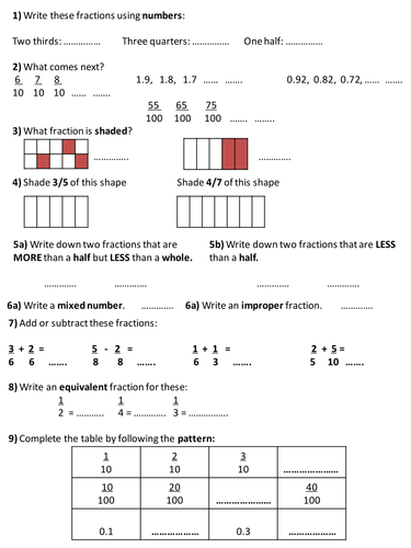 Year 4 Fractions and Decimals Assessments by mrajlong - Teaching ...