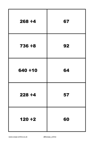 Division loop and matching cards | Teaching Resources Division loop and matching cards | Teaching Resources