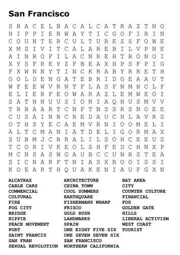 San Francisco Word Search | Teaching Resources