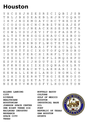 Houston Word Search | Teaching Resources