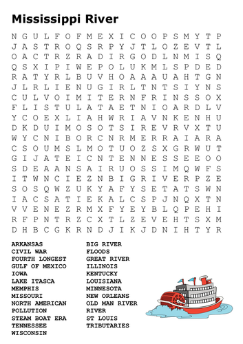 Mississippi River Word Search | Teaching Resources