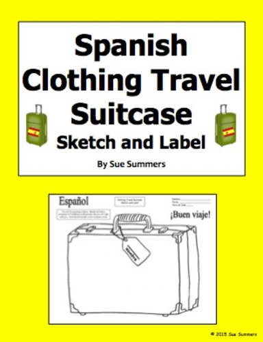 Spanish Clothing Travel Suitcase Sketch and Label and Vocabulary - La ...