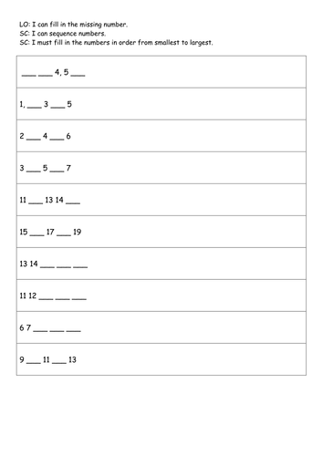 Year 1 maths worksheet Missing Numbers by bestprimaryteachingresources ...