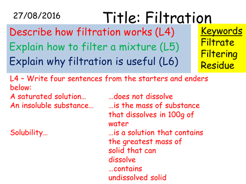 C2 2.4 Filtration | Teaching Resources