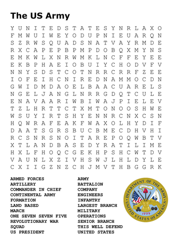 US Army Word Search Pack | Teaching Resources