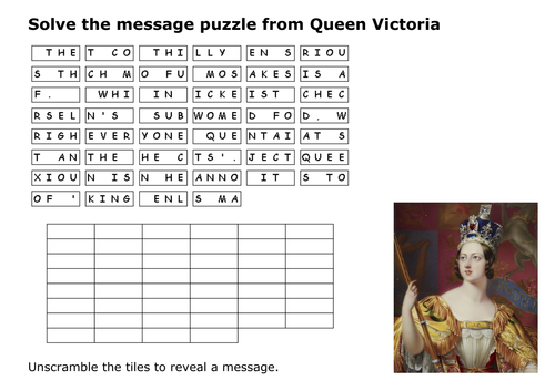 Solve the message puzzle from Queen Victoria | Teaching Resources