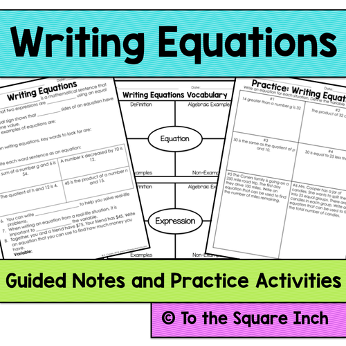 Writing Equations Notes | Teaching Resources