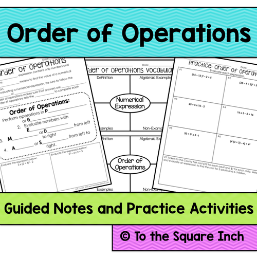 Order of Operations Notes | Teaching Resources