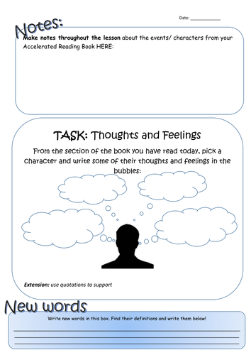Thoughts and feelings reading activity | Teaching Resources