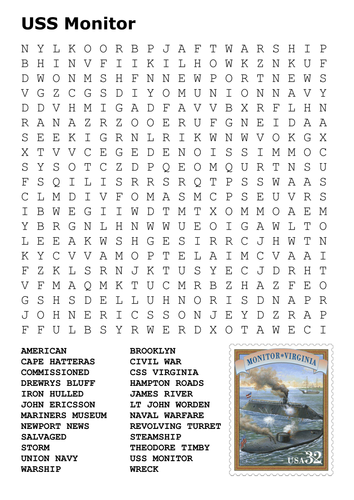 USS Monitor Word Search | Teaching Resources