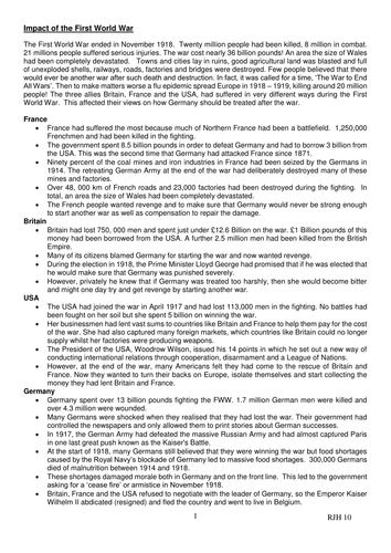 Impact of the First World War | Teaching Resources